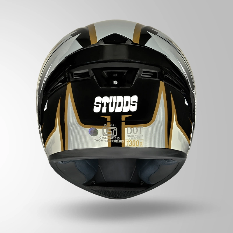 Studds Thunder D9 Flash Matt Black Golden Full Face Helmet (STD9FMBG ...