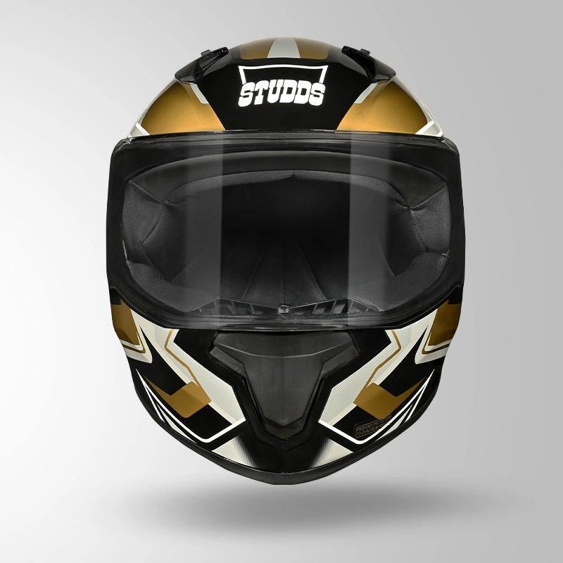 Studds Thunder D9 Flash Matt Black Golden Full Face Helmet (STD9FMBG ...
