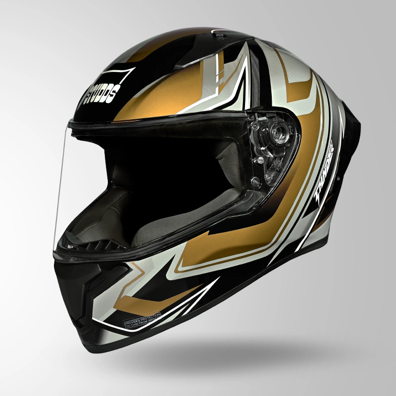 Studds Thunder D9 Flash Matt Black Golden Full Face Helmet (STD9FMBG ...